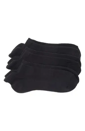 Nordstrom Everyday Tab Quarter Socks - 3 Pack Black