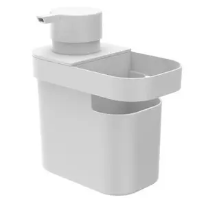 OU Durable Kitchen Soap Dispenser Organizer With Sponge And Dish Brush Holder - White