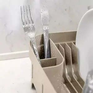 OU Durable Compact Kitchen Sink Organizer 3 Piece Set, Dish Rack - Beige