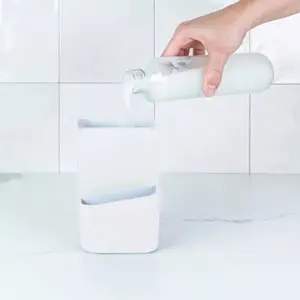 OU Durable Kitchen Soap Dispenser Organizer With Sponge Holder And Drainage - White