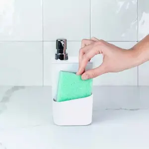 OU Durable Kitchen Soap Dispenser Organizer With Sponge Holder And Drainage - White