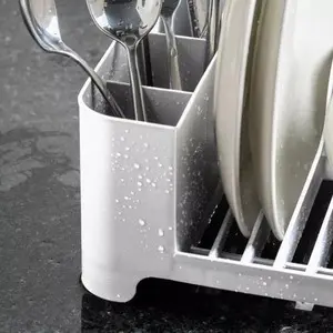 OU Modern Compact Polypropylene Kitchen Dish Drying Rack - White