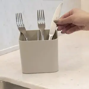 OU Durable Scratch Resistant Nonslip Utensil Holder With Removable Divider - Beige