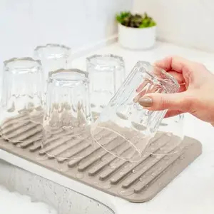 OU Durable Heat Resistant Nonslip Kitchen Glasses Drying Mat - Beige