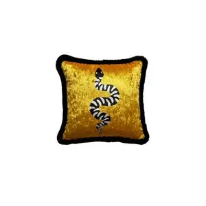 VILLA ABURI Serpiente Crushed Velvet Throw Pillow - Saffron