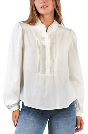 BILLY T Lulu Ruffle & Lace Shirt - True White