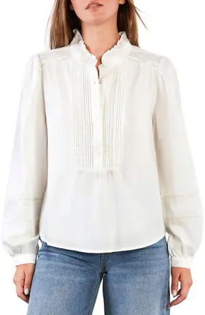 BILLY T Lulu Ruffle & Lace Shirt - True White