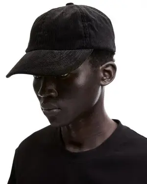VOWELS Corduroy Cap With Logo - Black