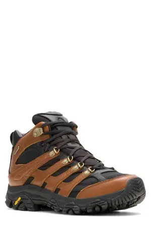 Merrell Moab 3 Luxe Leather Waterproof Mid Hiking Boots - Black/brown