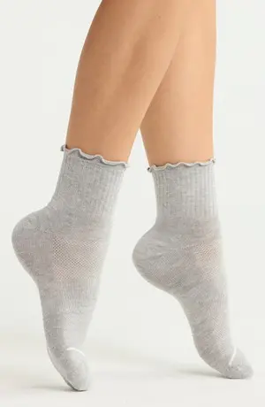 Nordstrom Athleisure Lettuce Edge Ankle Socks 3-pack - Oatmeal Multi Pack