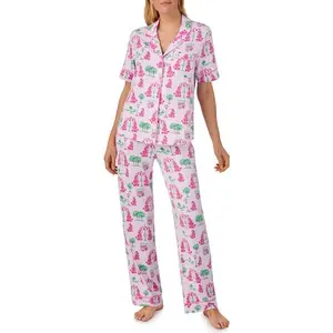 ROOM SERVICE Piped Print Pajamas - Blush