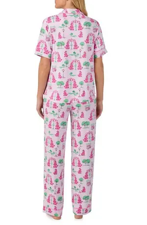 ROOM SERVICE Piped Print Pajamas - Blush