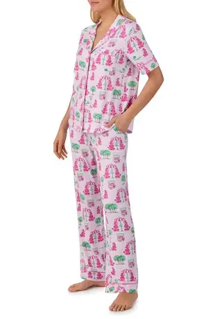 ROOM SERVICE Piped Print Pajamas - Blush