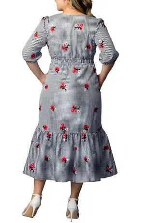 KIYONNA Bailey Square Neck Maxi Dress - Gingham And Florals