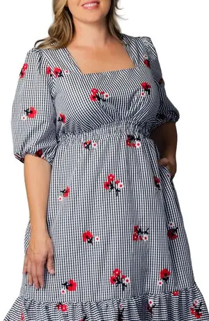 KIYONNA Bailey Square Neck Maxi Dress - Gingham And Florals