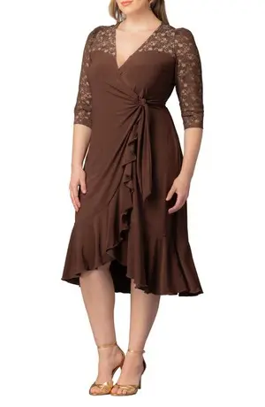 KIYONNA Lace Midi Wrap Dress