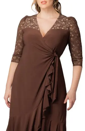 KIYONNA Lace Midi Wrap Dress