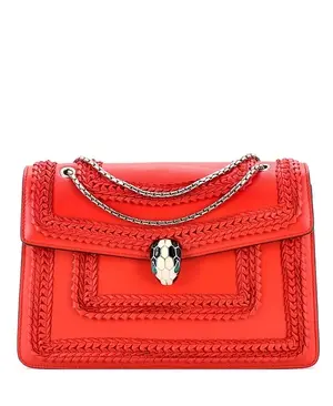 BVLGARI Medium Serpenti Forever Square Shoulder Bag Plisse Leather