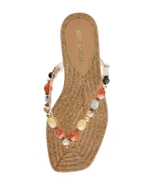 Steve Madden Marble Embellished Thong Sandals - Natural Multi