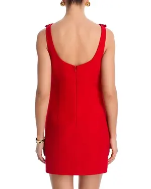 Aqua Applique Floral Mini Dress - Red