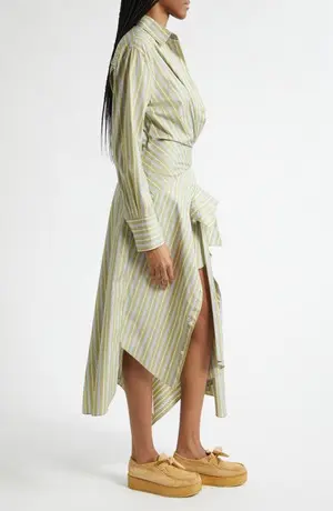 Monse Cascade Stripe Long Sleeve Deconstructed Shirt Dress