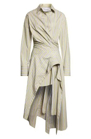 Monse Cascade Stripe Long Sleeve Deconstructed Shirt Dress