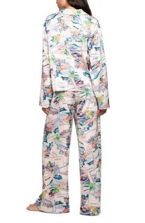 MIDNIGHT BAKERY Print Satin Pajamas - White