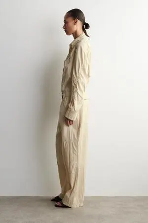 Cos Crinkled Silk Blend Straight-leg Trousers