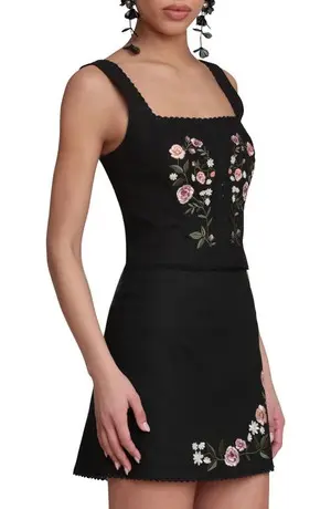 Avec Les Filles Embroidered Corset Tank
