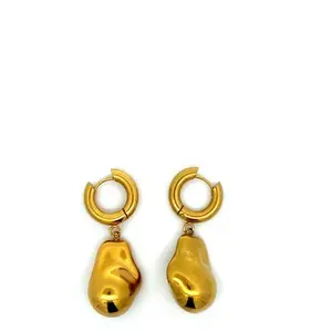 GEMINI JEWELRY Gold Nugget Drop Earrings