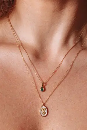SET & STONES Hana 14k Gold Pendant Necklace - Gold/april
