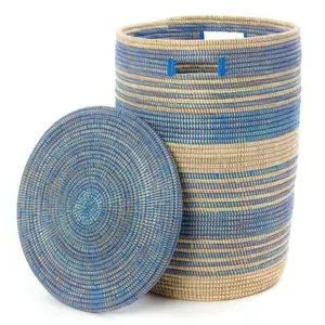 AFRICAN MODERN Set Of Three Ebb & Flow Striped Hampers