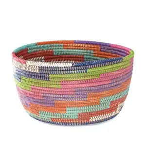 AFRICAN MODERN Set Of Two Colorful Stairwell Nesting Baskets