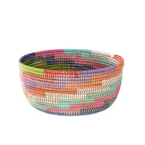 AFRICAN MODERN Set Of Two Colorful Stairwell Nesting Baskets