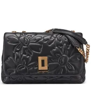 Karl Lagerfeld Paris Lafayette Quilted Floral Shoulder Bag - Black/gold