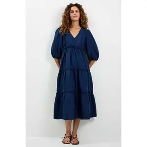 Trina Turk Tiered Ruffle Linen Dress - Ink