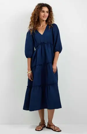 Trina Turk Tiered Ruffle Linen Dress
