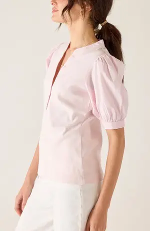 VOYAGEUR BY MERSEA Earhart Ribbed Henley Top - Water Lily