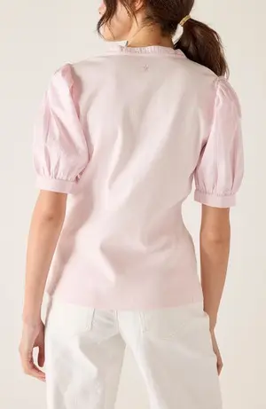 VOYAGEUR BY MERSEA Earhart Ribbed Henley Top - Water Lily