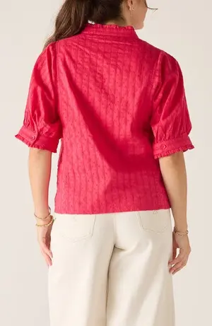 VOYAGEUR BY MERSEA V-neck Top With Puff Sleeves