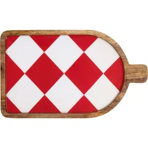 ZSA ZSA ZSU Lakri Mango Wood Serving Board 16" X 9 - Red