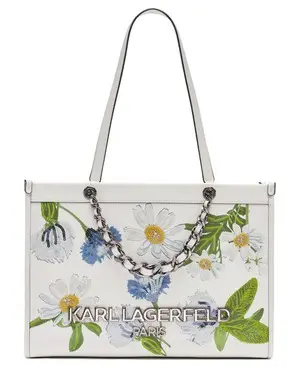 Karl Lagerfeld Paris Savoie Floral Embroidery Tote White Multi