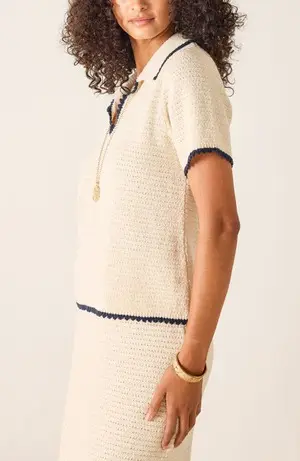 VOYAGEUR BY MERSEA Paley Polo Crochet Top