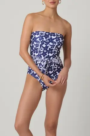 Shoshanna Stencil Floral Tie Belt One-piece