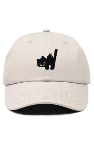 DALIX Embroidered Cat Dad Cap - Beige