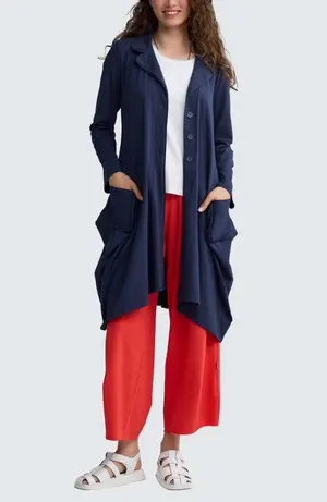 LUUKAA Liora Voluminous Jersey Jacket - Navy