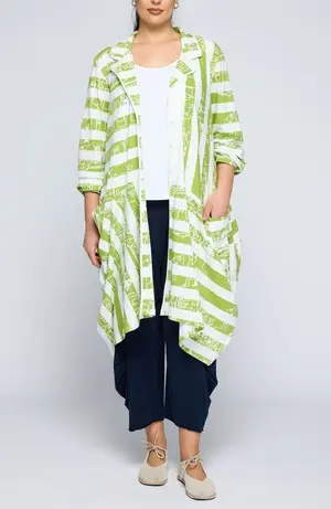LUUKAA Vespera Striped Voluminous Jacket - Lime