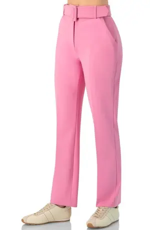 IVONNE Tailored Straight-leg Pants With Belt - Pink