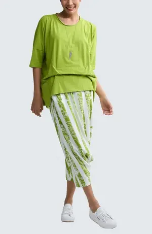 LUUKAA Striped Jersey Harem Pants - Lime