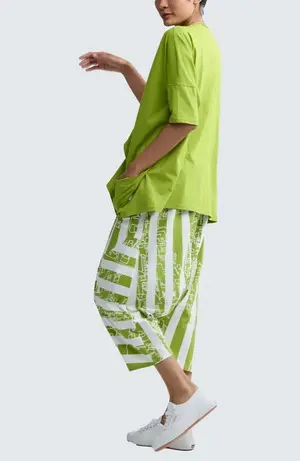 LUUKAA Striped Jersey Harem Pants - Lime
